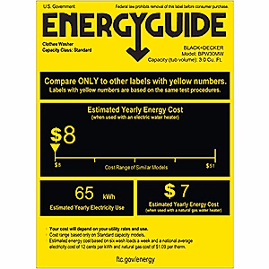 BLACK+DECKER Small Portable Washer, Washing Machine for Household Use, Portable Washer 3.0 Cu. Ft. with 6 Cycles, Transparent Lid & LED Display