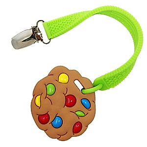 Silli Chews Baby Teething Cookie Biscuit Silicone Infant Teething Toy with Clip and Holder for Babies - Best Natural Silly Chew Toys Infant Teether for Boys or Girls