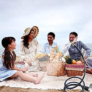 Patio Misters for Cooling Outdoor - 6.5Ft Outside Water Misting Cooling System with Two Spary Nozzles, Hose Attachment for Garden, Portable Mister for Pool Hummingbird Kids Water Playing (Black)