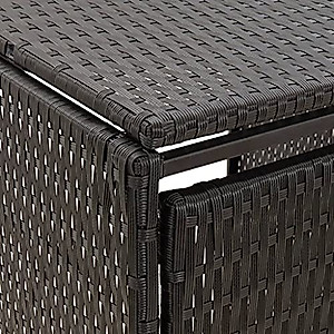 INLIFE Quardruple Wheelie Bin Shed,Poly Rattan Garbage Can Shed Outdoor Garbage Can Enclosure for Garden,Patio,Backyard Outdoor Trash Can Garbage Can Shed Black 107.9"x31.5"x46.1"
