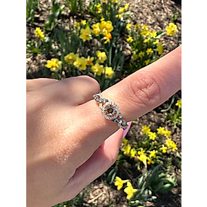 LE VIAN 3/4 Carat Diamond Halo Crossover Band Ring for Women in 14k Yellow Gold (G-H/Fancy Brown Color, VS2-SI1, cttw) Engagement Promise Ring Size 7 by LeVian