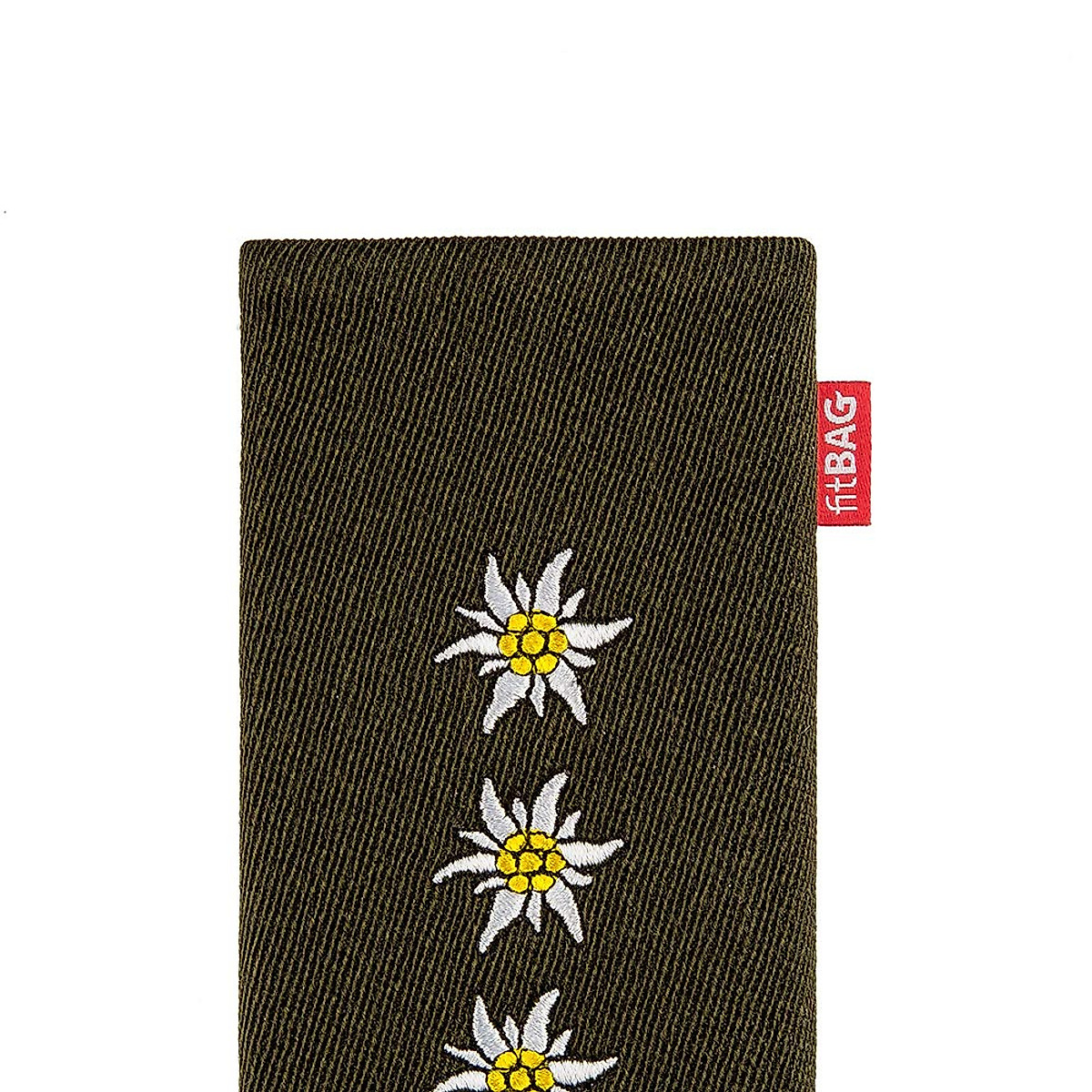 fitBAG Trachten Edelweiss Custom Tailored Sleeve for Xiaomi Redmi Note 6 Pro | Made in Germany | Fine Fabric Pouch case Cover with Microfibre Lining for Display Cleaning