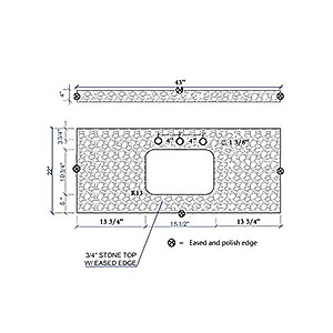 Montary 43"x 22" Bathroom Vanity Top Lightning White Engineered Marble Stone 3 Pre-Drilled Hole Vanity Top with Undermount Ceramic Sink and Backsplash (Not included Faucet)
