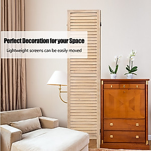 ECOMEX 6 Panel Wood Room Divider, Folding Room Divider Privacy Screen 5.6Ft Tall, Freestanding Louvered Divider Screen for Home Office Restaurant Bedroom(Cream)