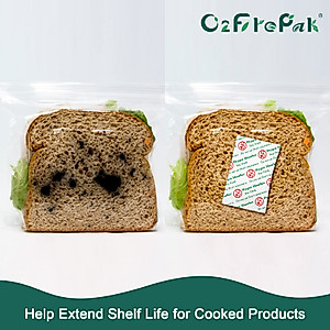 O2frepak 3000CC(20-Pack) Food Grade Anti Oil Oxygen Absorbers Packets For Food Storage Oxygen Absorbers Storage Packets With Oxygen Indicator In Vacuum Bag And 3 Times Oxygen Absorption Capacity