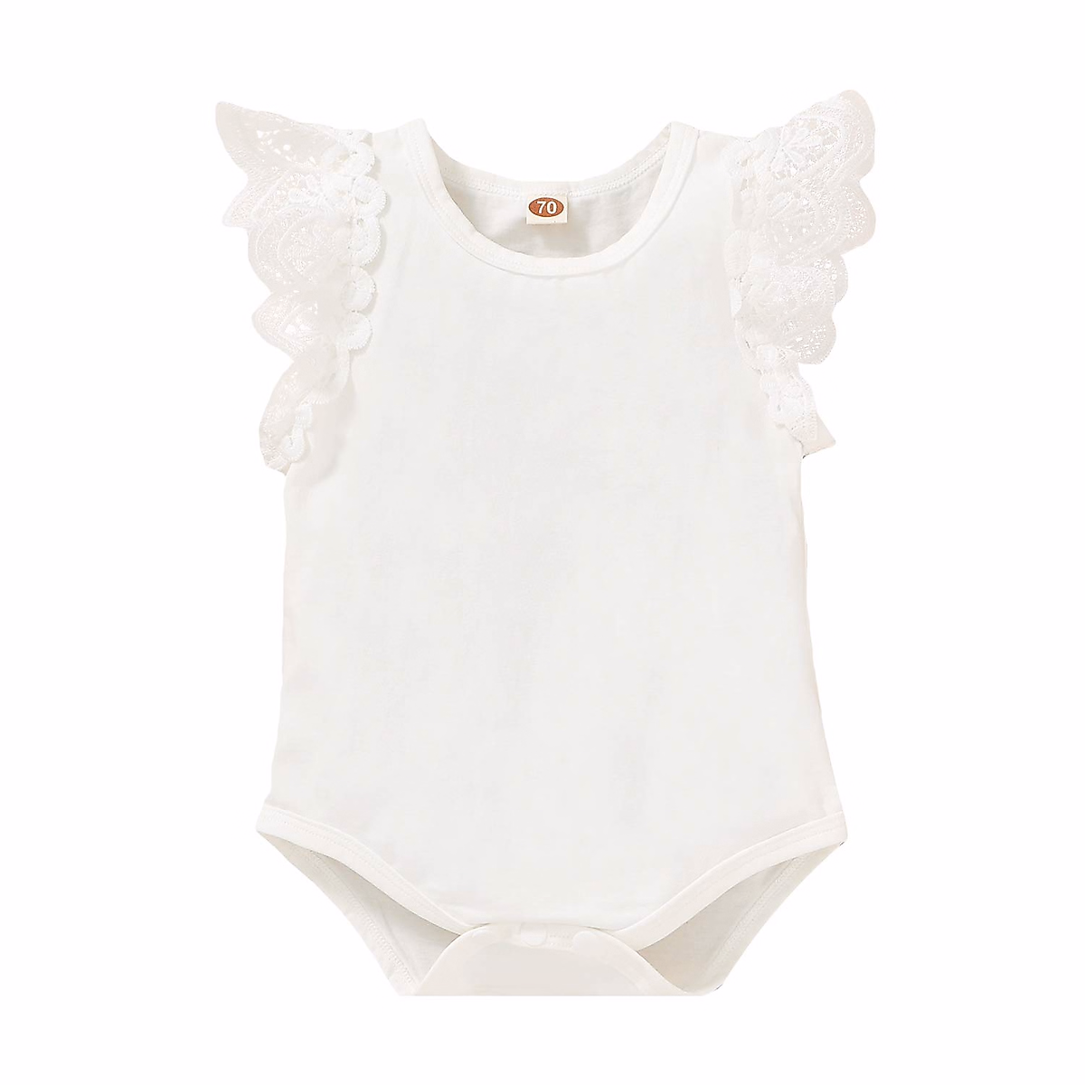 YOUNGER TREE Infant Toddler Baby Girls Romper Lace Flutter Sleeve Bodysuit Cotton Summer Outfits(12-18 Months,White)