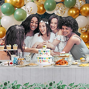 Eucalyptus Party Supplies Sage Greenery Plates and Napkins Green Leaf Tablecloth Balloons Gold Leaf Jungle Theme Boho Party Supplies for 16 Guests Tableware Bridal Wedding Decorations