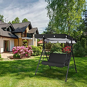 Waterproof Outdoor Swing Cushions Replacement Set Swing Cushion Cover, Including Canopy, Swing Replacement Canopy 3 Seater for Patio Garden and Yard