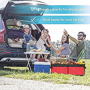 Sposuit Trunk Organizer for Car - Collapsible Trunk Storage with 11 Pockets & Reinforced Handles, SUV Trunk Organizers for Grocery Cargo