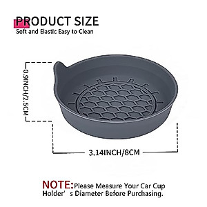 Acespeed 4-Pack Automotive Cup Holders Universal Car Cup Coaster Silicone Insulation Drink Mat Waterproof Non-Slip Sift-Proof Spill Holder Car Interior Accessories 4-Pack（Gray）
