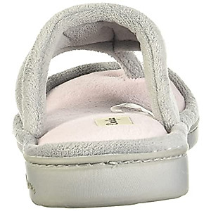 Dearfoams womens Melanie Colorblocked Microfiber Terry Thong Shoe Slipper, Sleet, Large US