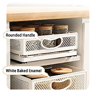 StorageWorks Pull Out Cabinet Organizer, Under Sink Organizers and Storage Rack, Slide Out Cabinet Drawers for Bathroom, Pantry, Kitchen, White