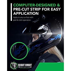 Bright Knight Reflective Flame Stickers, 4 Pcs Blue Reflective Car Sticker Decal with 3M Retro-Reflective Vinyl, Self-Adhesive Outdoor Waterproof Safety Flame Decals for Trucks, Cars, and Helmets