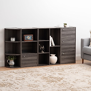 IRIS USA Bookshelf for Small Spaces 3-Tier Corner Curved Shelf Organizer, Grey
