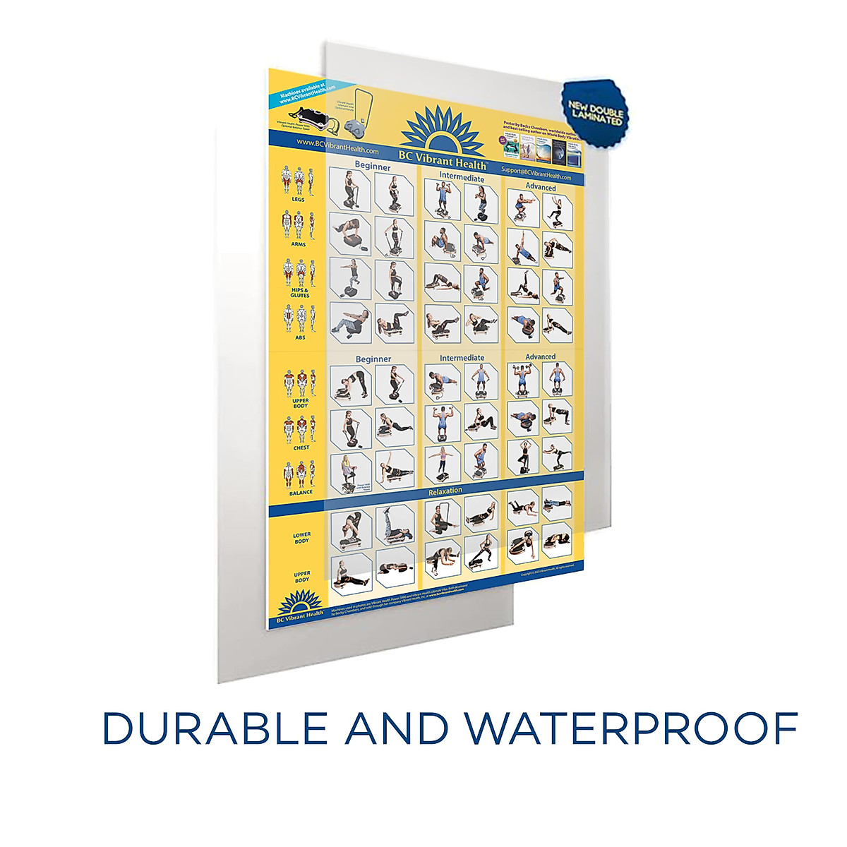 Full Body Vibration Poster Whole Body Vibration Plate Exercise Chart Workout Poster for Vibration Plate Exercise Machine