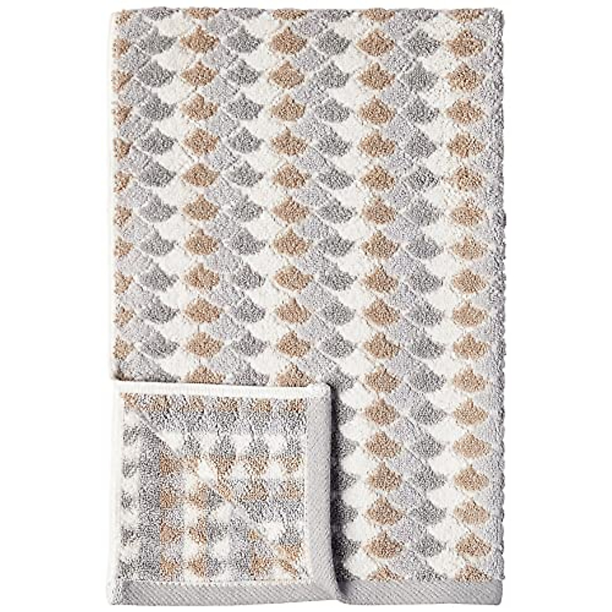 Violet Linen Mirage Pattern, 100% Terry Plush 600 GSM Cotton Super Soft Highly Absorbent Jacquard Fashion Towel, Premium Hotel & Spa Quality, 20 Inch X 30 Inch, Taupe-Set of 2 Hand Towels, 20" X 30"