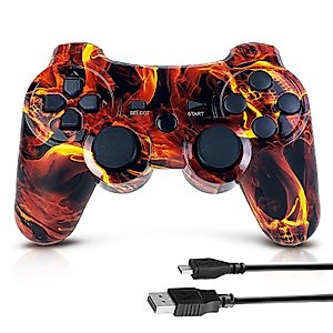 CHENGDAO Controller for PS3, Wireless Controller for Sony PlayStation 3, Remote Control with Double Vibration, Rechargeable Battery, 6-Axis Motion Control & USB Charging Cable