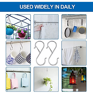 10 Pack Heavy Duty S Hooks Stainless Steel S Shaped Hooks Hanging Hangers for Kitchenware Spoons Pans Pots Utensils Clothes Bags Towers Tools Plants Heavy Duty Rustproof Safety Buckle Design(Sliver)