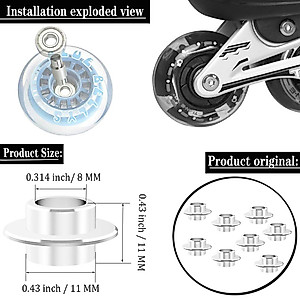 Newsfana Aluminum spacers Skates 8-Pack Spacers for Inline Skate 8mm Axles Spacers (Silver)