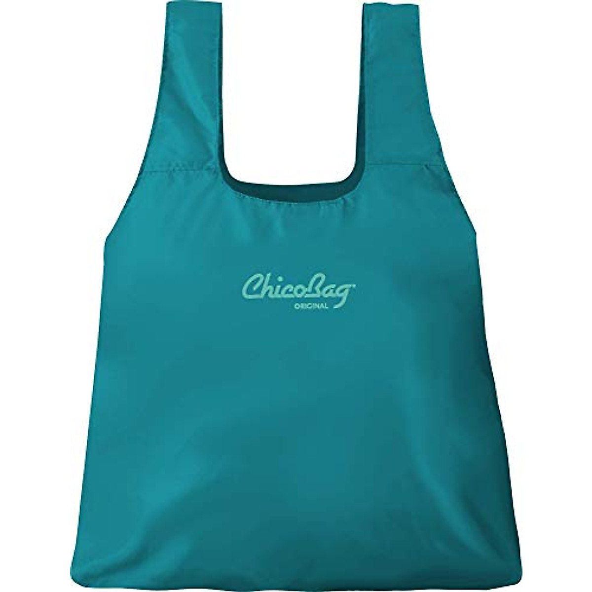 ChicoBag Original Compact Reusable Grocery Bag w/Attached Pouch and Carabiner Clip | Eco-Conscious Packable Tote | Variety 4pk - Mazarine, Aqua, Orange Peel, & Yellow (Pack of 4)