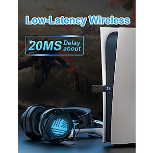 ZIUMIER Wireless Gaming Headset - Low Latency 2.4G Wireless + Bluetooth Gaming Headphones for PC, PS5, PS4, Switch, Mobile - Noise Cancelling Microphone - 50mm Drivers - USB-C Charging (Black)