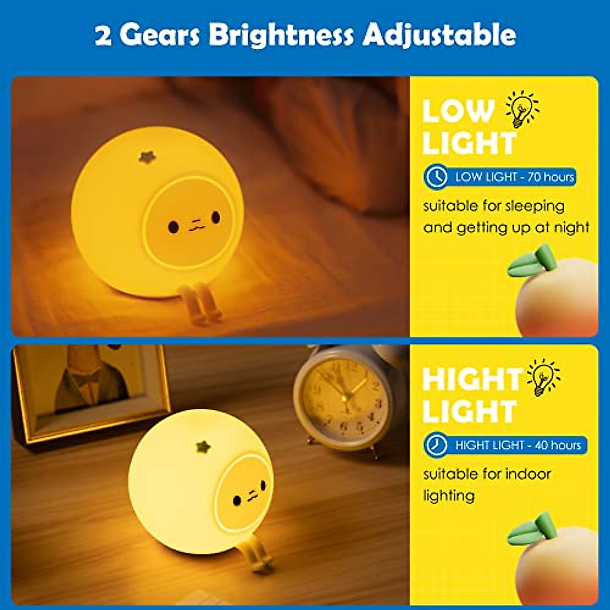 ATSUI Night Light for Kids, Brightness Adjustable, Tap Control, Food Grade Silicone, Toddler Lamp Rechargeable, Baby Night Light Portable Bedside Nursery Lamp, Gift for Girls Boys Toddler Women