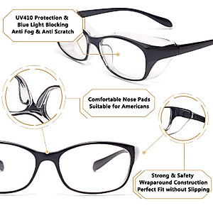 LianSan Anti Fog Safety Goggles for Nurses, Side Shields Lab Goggles, PPE Protective Safety Glasses for Women Men Blue