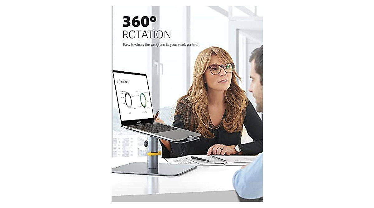 Lamicall Ergonomic Laptop Stand - Swivel, Adj. Height & Angle