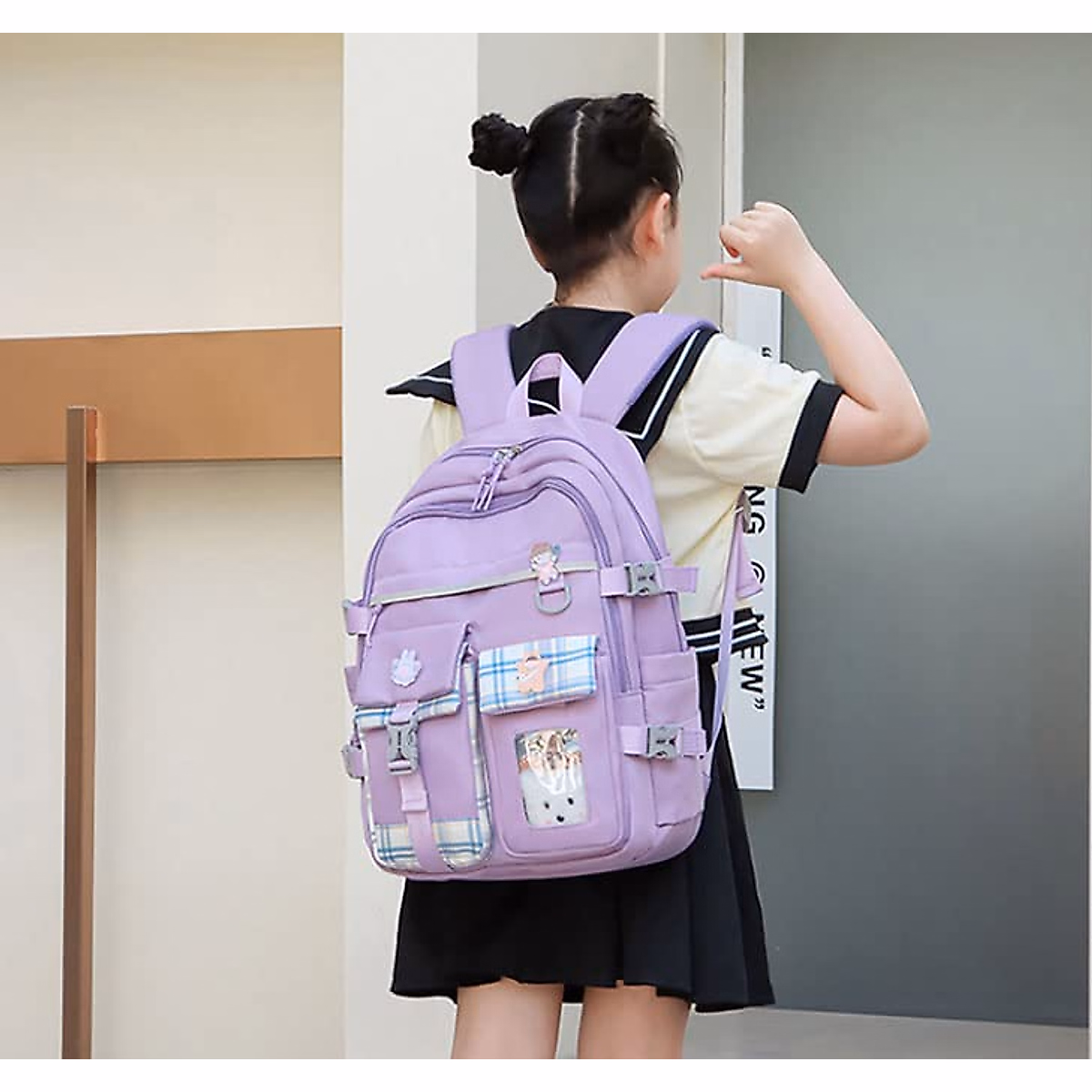 Backpacks, Girls School Large Capacity Waterproof Backpacks, Cute Black Fashion Backpacks(Black)…