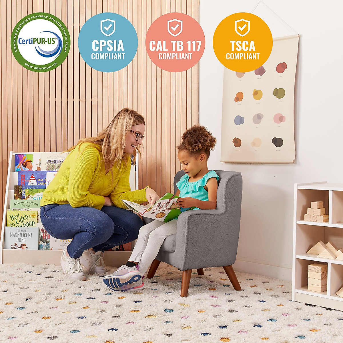 ECR4Kids Mila Arm Chair, Kids Furniture, Grey