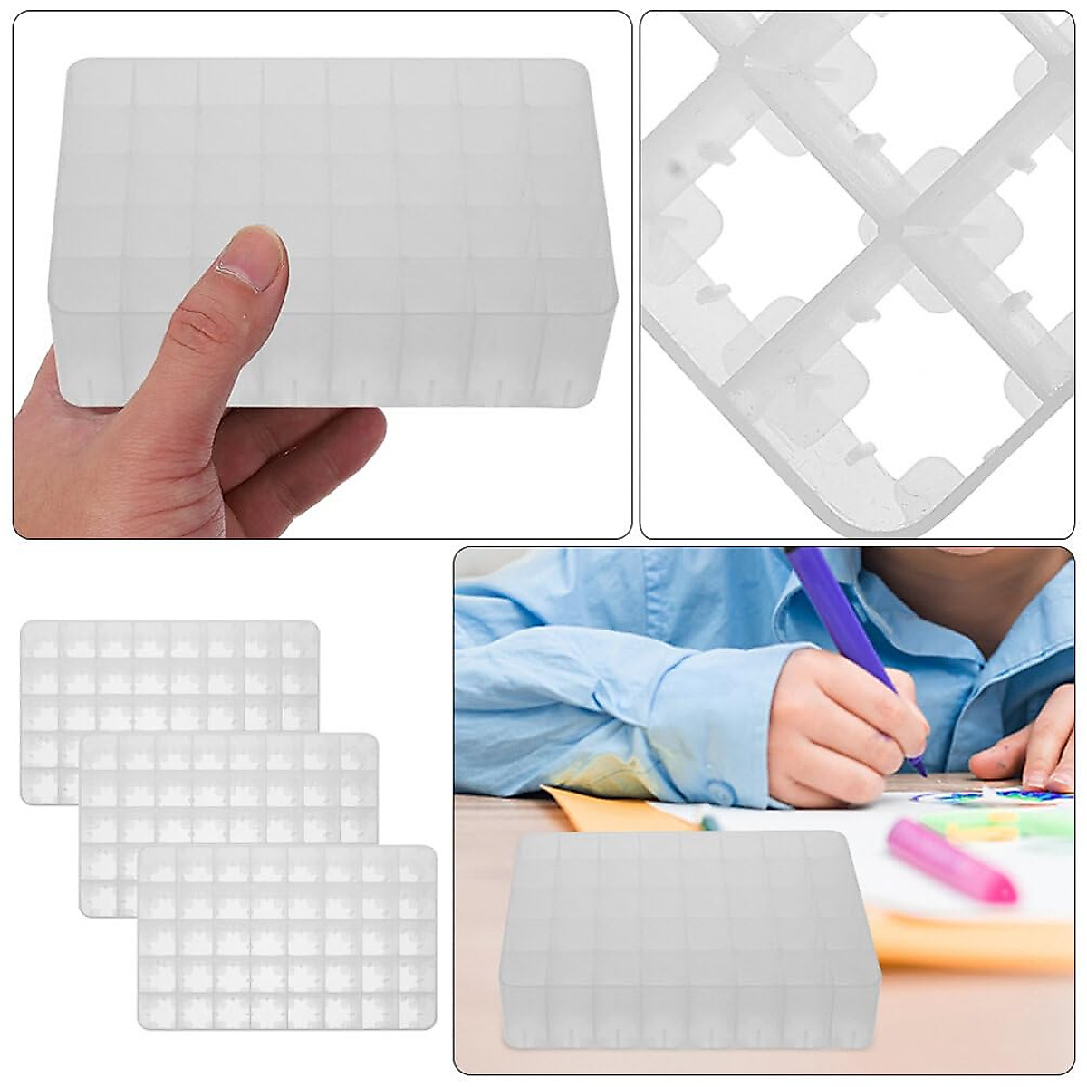 Portable Desk Marker Holder Stand 3pcs Art Marker Storage Tray 40 Hole Pen Holder Rack Paint Colored Pencils Markers Organizer for Office Home White Makeup Brush Organizer