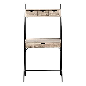 Monarch Specialties 7332 Computer Desk, Home Office, Laptop, Leaning, Storage Drawers, 32" L, Work, Metal, Laminate, Brown, Black, Contemporary, Modern Desk-32 L Dark Taupe, 31.5" L x 19" W x 61.25" H