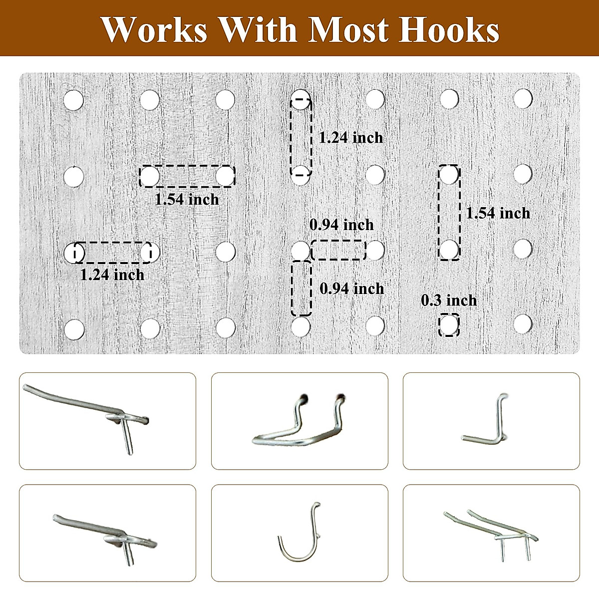 Leesinwing 4 Panel Pegboard Display, 5.6Ft Wood Room Dividers and Folding Privacy Screens, Peg Board Room Divider, Portable Display Board Organizer for Art, Jewelry, Crafts Display Racks, Off White