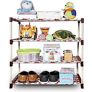 OppsDecor 10 Tiers Shoe Rack, Easy Assembled Shoe Stand Non-woven Fabric Shoe Tower, Sturdy Shoe Shelf Storage, Rack for Shoes Organizer Cabinet