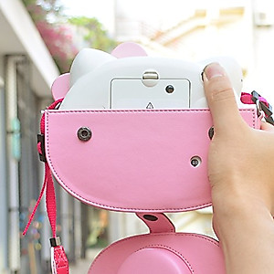 HelloHelio Mini Hello Kitty Instant Camera Case for Fujifilm Instax Cameras, [Exact-Fit] Pink Kitty Bowknot Bag for INS Mini KIT CHEKI Camera (2014-2019) – Pink