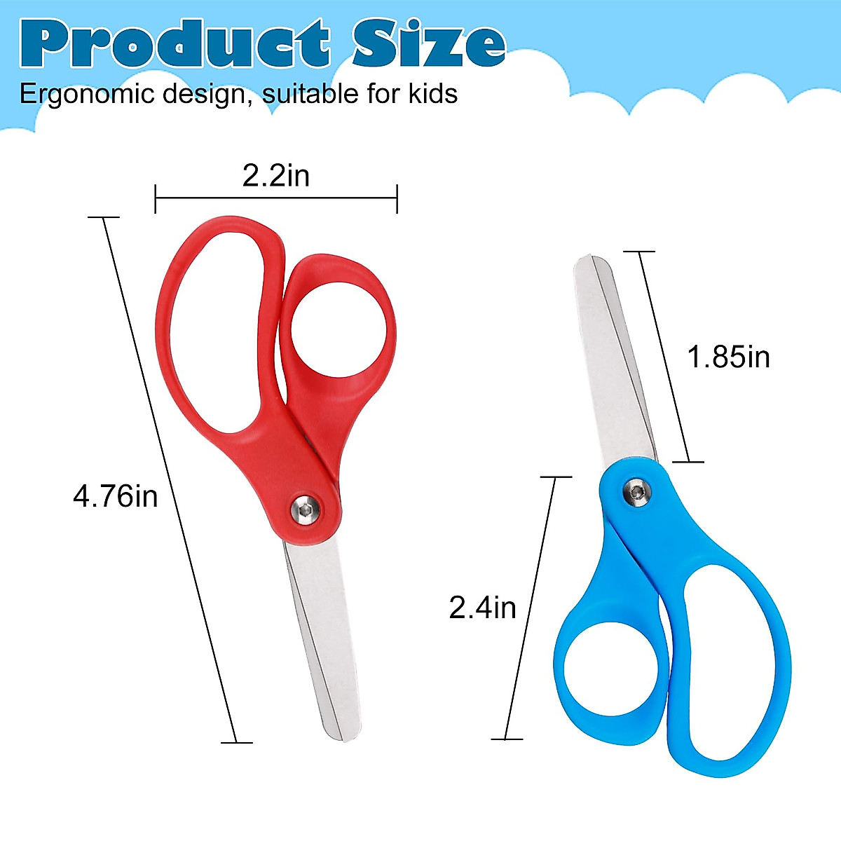 24 Packs Kids Scissors, Scissors for School, Safety Scissors, Blunt Tip Scissors, 5 Inch School Student Blunt Tip Kids Craft Scissors, Safety Comfort Grip for Children Cutting Paper