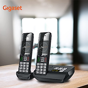 Gigaset Comfort 552A Duo - 2 Cordless Phones - Answering Machine - Made in Germany - Elegant Design - Hands-Free Mode - Comfort Call Protection - Big Phone Book, Titanium-Black