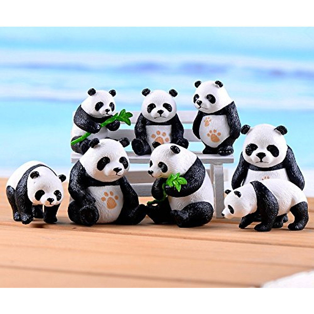 BoomTeck Miniature Garden Ornaments, 8 Pcs Cute Mini Animal Pandas Ornament DIY Kits for Fairy Garden Bonsai Dollhouse Succulent Decor Home Decoration