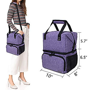 Luxja Breast Pump Bag with 2 Compartments for Breast Pump and Cooler Bag, Leakproof Pumping Bag for Working Mothers (Fits Most Major Breast Pump), Purple