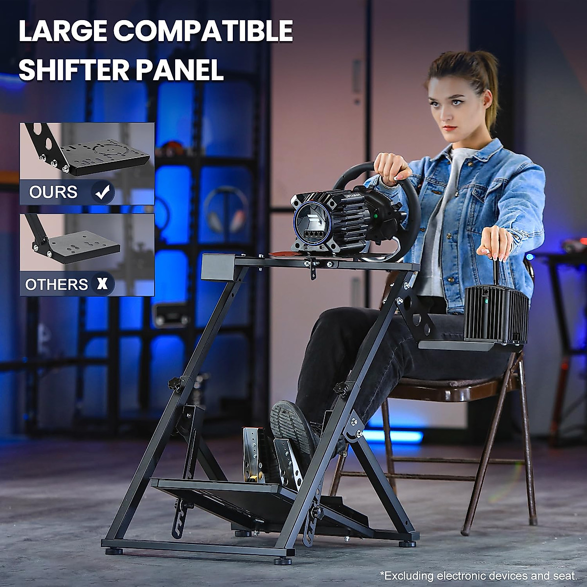 Marada Racing Steering Wheel Stand X Frame Compatible for G29,G920,T300RS,T150 New Upgrade Racing Simulator Cockpit Foldable Adjustable Wheel, Shifter,Pedals and Handbrake NOT Included