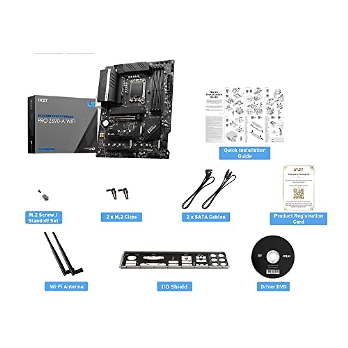 MSI PRO Z690-A WiFi ProSeries Motherboard (12th/13th/14th Gen Intel Core, LGA 1700 Socket, DDR5, PCIe 5, 2.5G LAN, M.2 Slots, Wi-Fi 6E, Bluetooth 5.3, ATX)