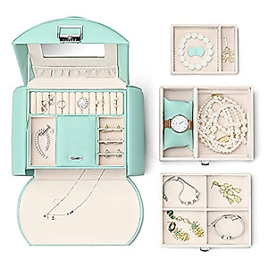 Vlando Princess Style Jewelry Box Half-Moon Design, Fabulous Girls Gift (Green)