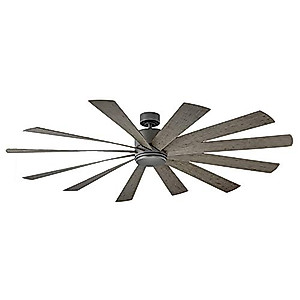 Modern Forms FR-W1815-80L-GH/WG Windflower 80 Inch 12 Blade Indoor/Outdoor Smart Fan with Six Speed DC Motor and LED Light in Graphite Finish Works with Nest, Ecobee, Google Home and iOS/Android App,