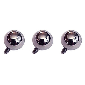 3 Pack of Titanium Replacement Balls For Internally Threaded Body Piercing Jewelry Silver Colored For 16g 18g 16 18 Gauge (3mm Balls for Straight Barbells and Labrets(.9 mm threads))