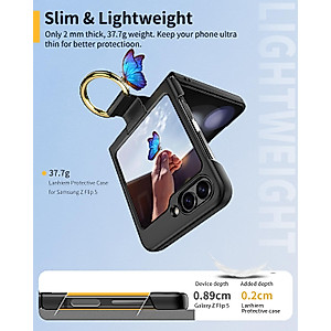 Lanhiem for Samsung Galaxy Z Flip 5 Case, [Ring Holder] Hard Protective Heavy Duty Case Full Body Shockproof Phone Ultra Thin Cover for Samsung Galaxy Z Flip 5 - Black