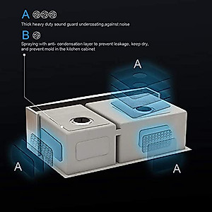 33 Farm Sink Stainless Steel - Lordear 33 Inch Farmhouse Sink Double Bowl 60/40 Apron Front 16 Gauge Stainless Steel Farm Style Kitchen Sink