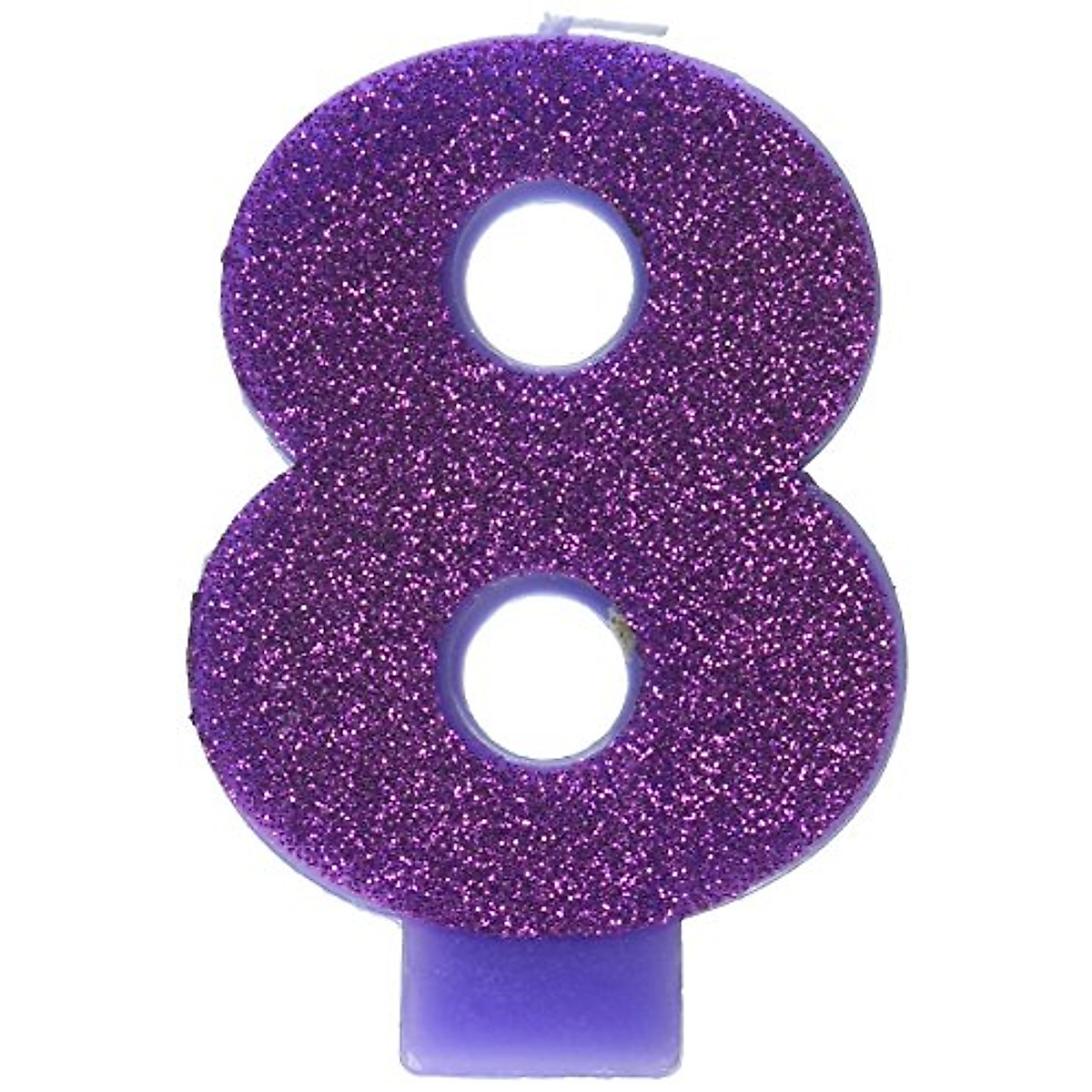 Amscan Birthday Celebration, Numeral #8 Glitter Candle, Party Supplies, Purple, 3 1/4", Model:
