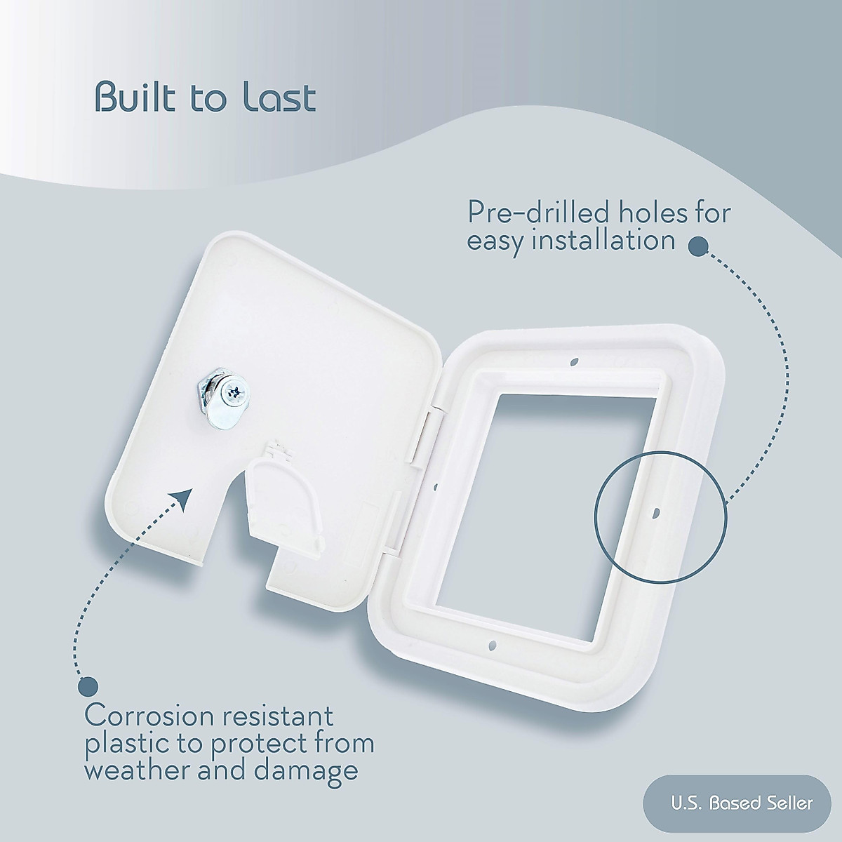 Dumble Low Profile Electric Cable Hatch RV Electric Cord – White RV Camper Electric Cord Cover, 6in x 6.5in Square