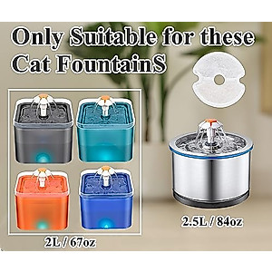 Pet Water Fountain Filter 6 Pack, Yiupea Replacement Cat Filters for 2L-2.5L / 67-84 oz Cat Water Fountain, Cotton Activated Carbon & Resin with Triple Filtration