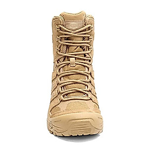 Merrell Men's Strongfield Tactical 6” Waterproof Boots, Breathable & Comfortable Work Combat Hiking Shoes Military, Dark Coyote, 9